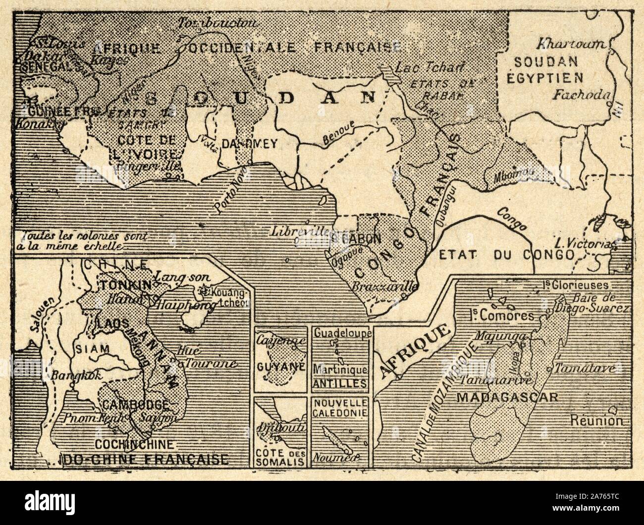 Carte de l'Empire colonial de la France Stock Photo - Alamy