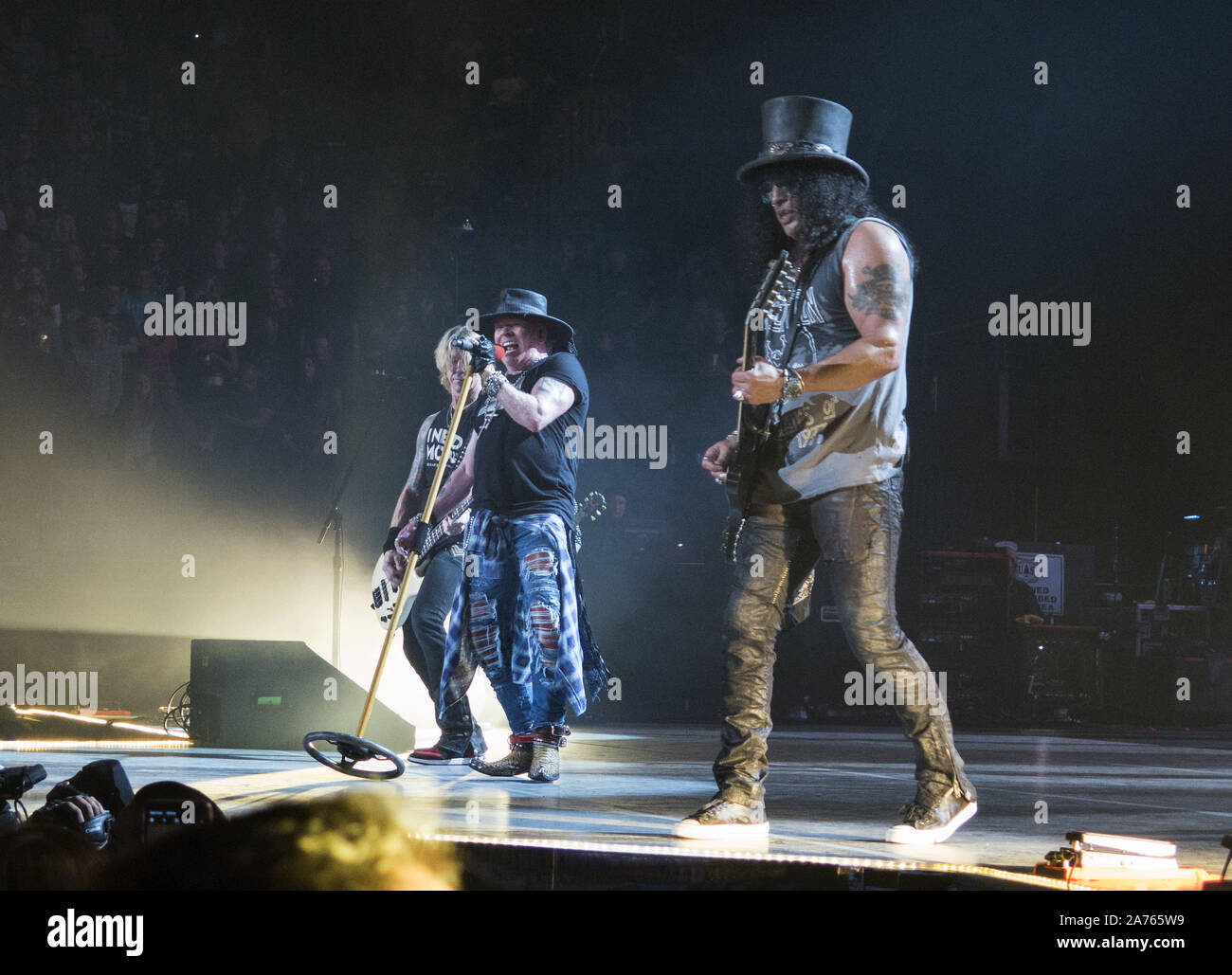 October 29, 2019, Salt Lake City, UT, USA: Bassist Duff McKagan, left ...