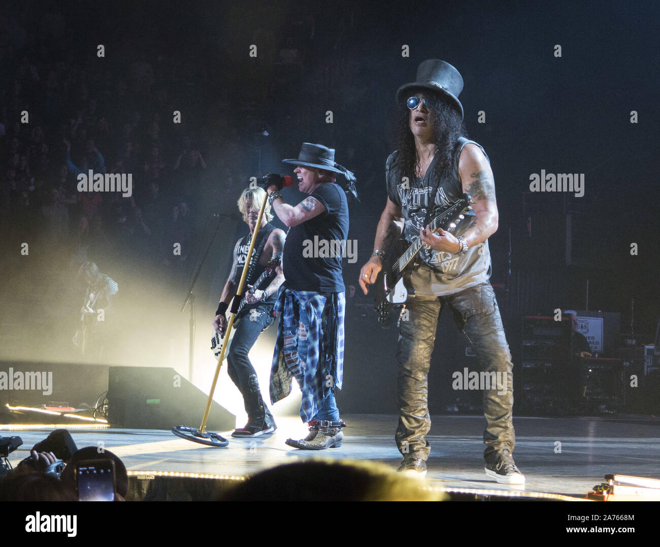 October 29, 2019, Salt Lake City, UT, USA: Bassist Duff McKagan, left ...