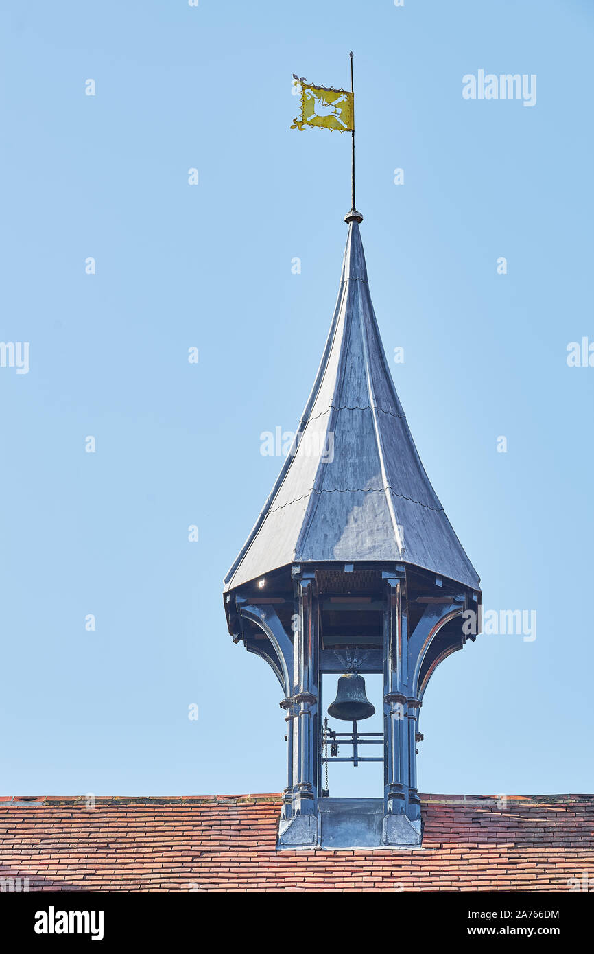 Bell tower on a roof in the Old Court at Queens' college, university of ...