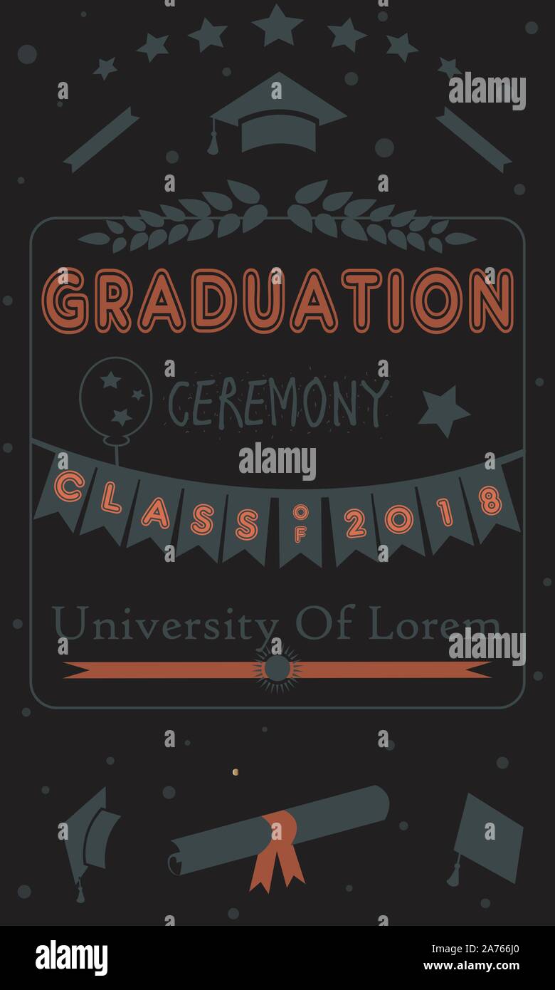 Graduation Ceremony Announcement. Class of 2018. Retro Style. Old Style ...