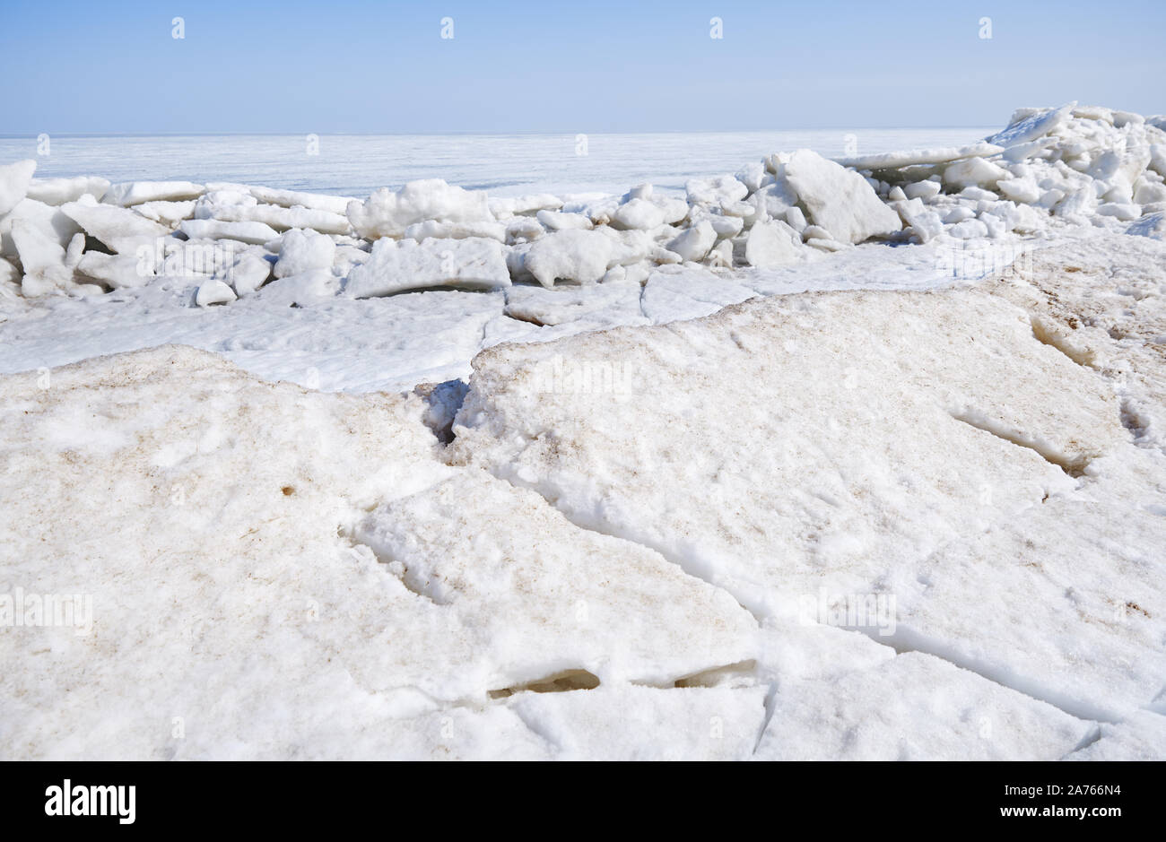 Winter landscape - melting ice Stock Photo - Alamy