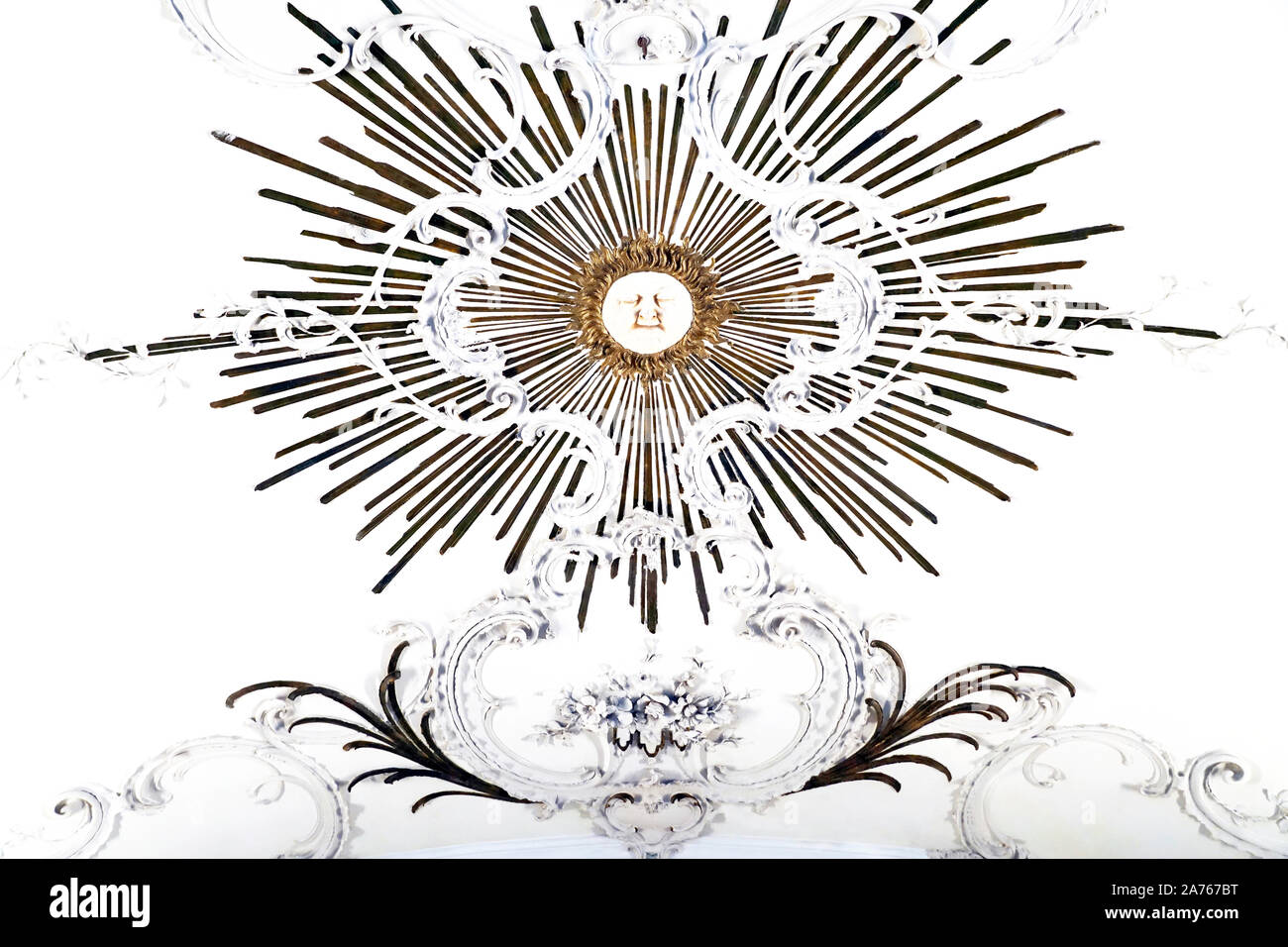 Old ceiling-wall pattern. Interior design plaster background. Antique ...