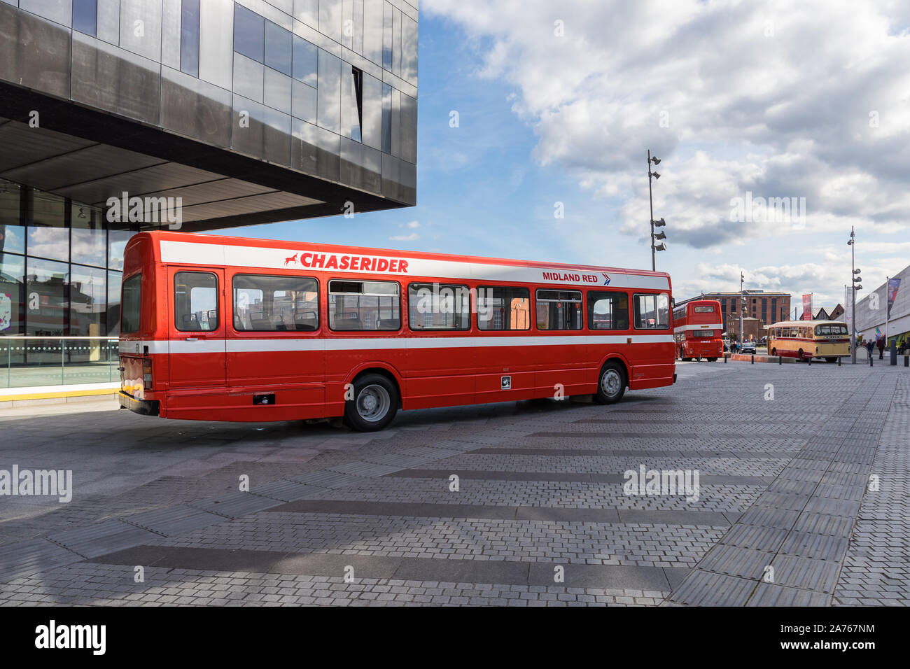 Old buses at Pier Head, Liverpool, UK Stock Photo - Alamy