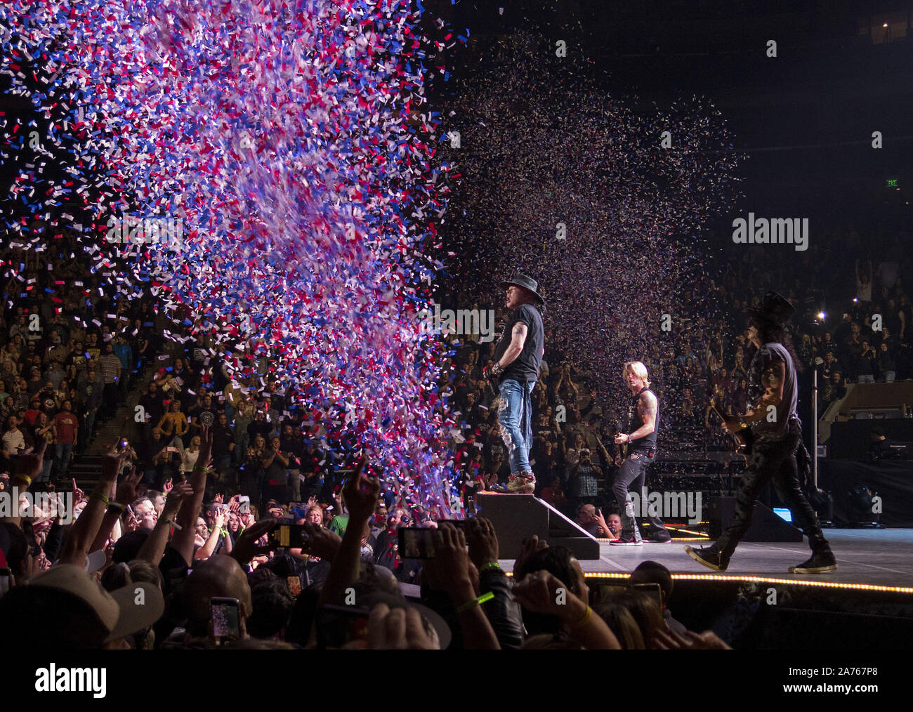 October 29, 2019, Salt Lake City, UT, USA: Singer Axl Rose, left ...