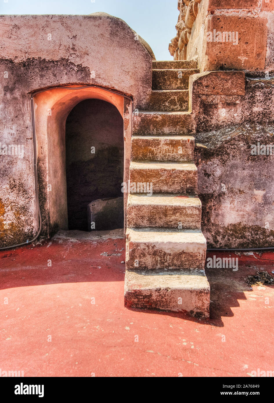Architectural detail of old steps and entrance in Mexico Stock Photo ...