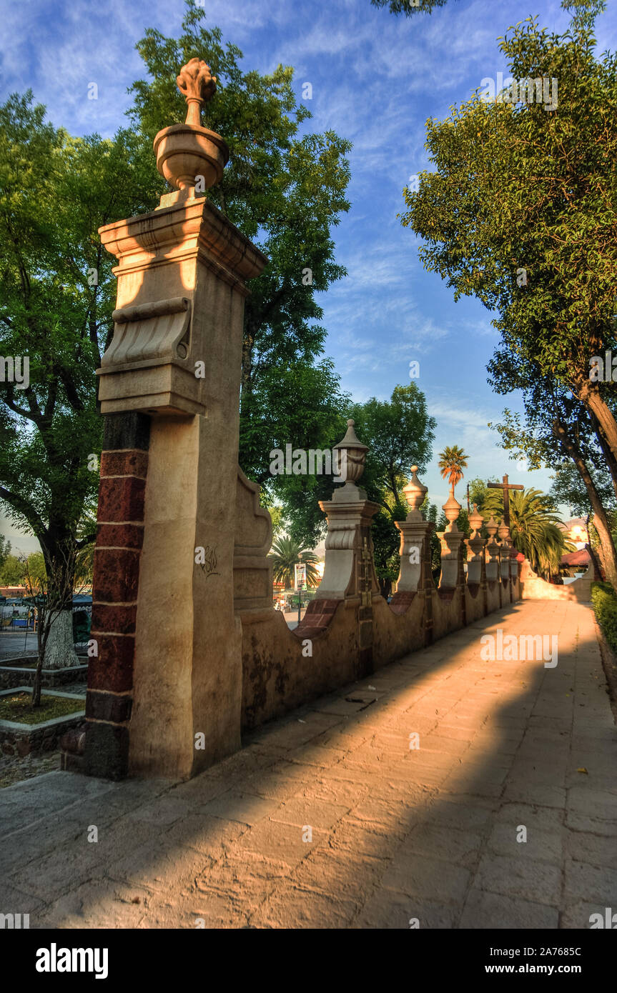 Architectural detail of an outdoor wall with columns in Mexico Stock ...