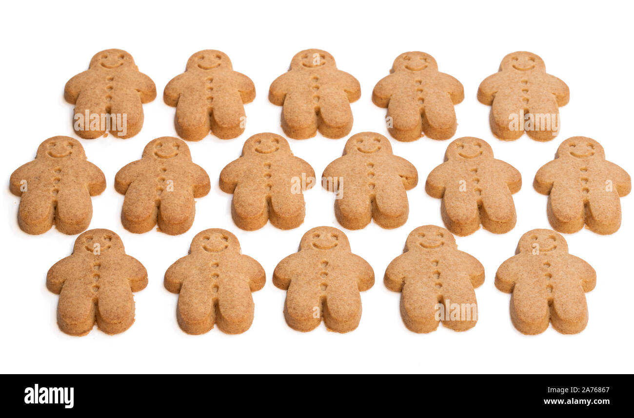 Set of baked gingerbread man cookies isolated on white Stock Photo - Alamy