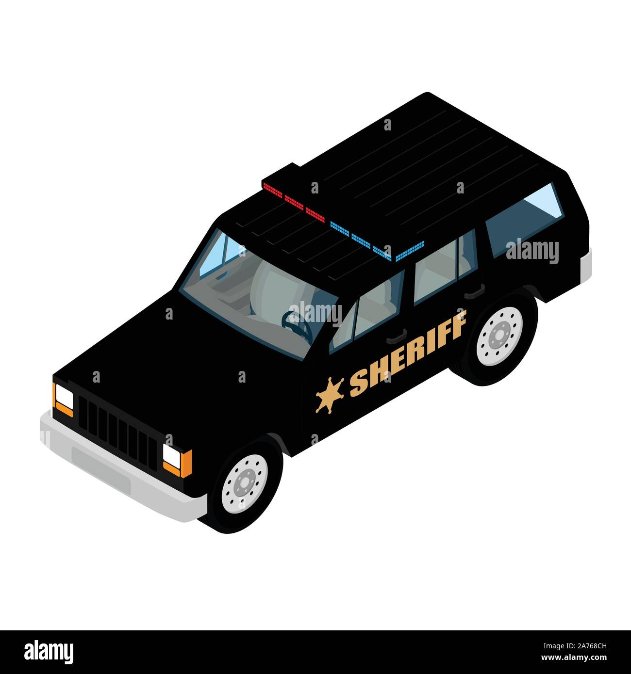 Police car isometric view isolated on white background. Police ...
