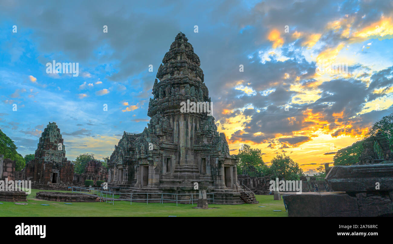 The beautiful stone castle in Phimai historical park. Prasat Hin Phimai ...