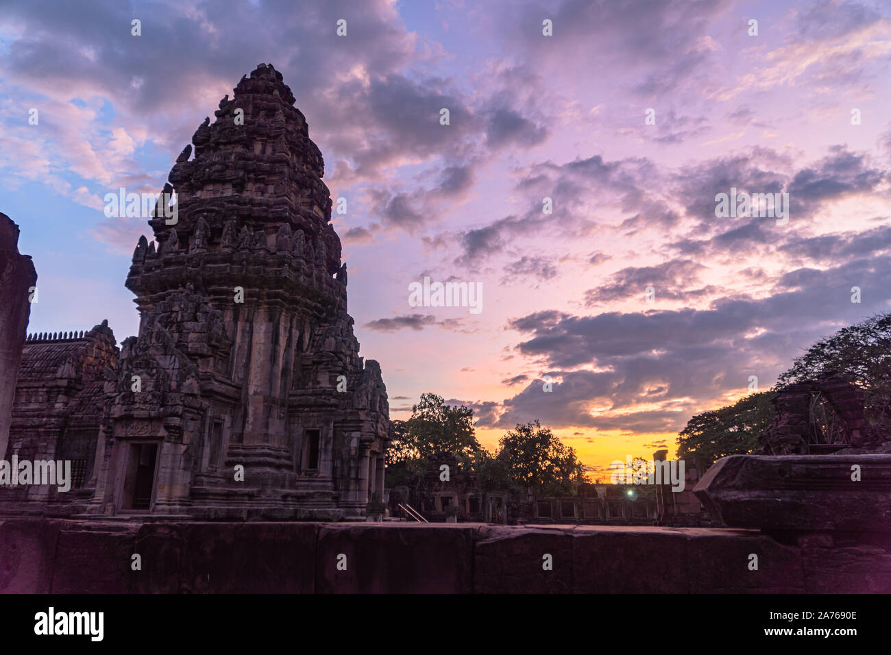 The beautiful stone castle in Phimai historical park. Prasat Hin Phimai ...