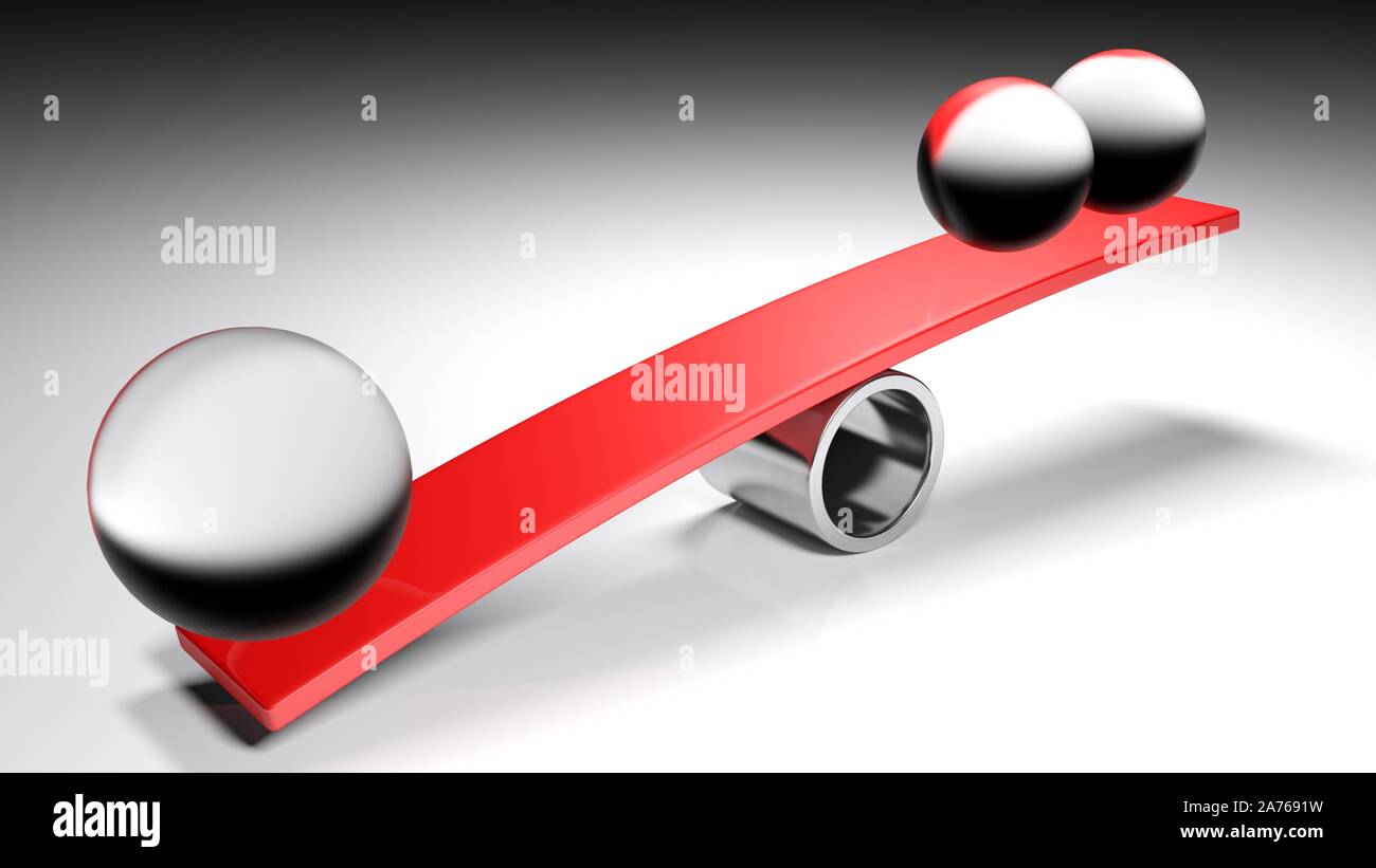 Balancing concept image with glass and spheres - 3D rendering ...