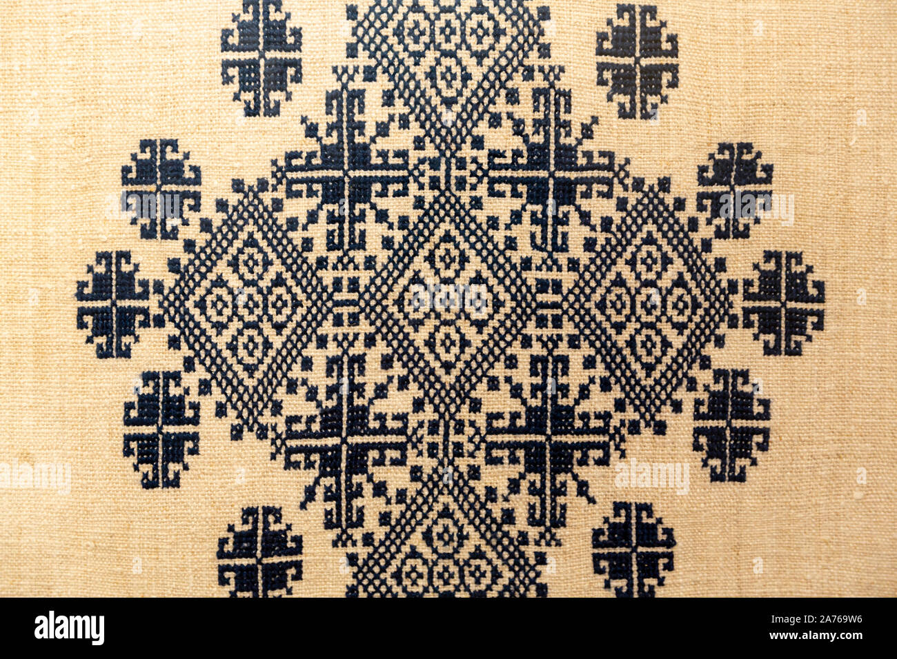 Embroidery traditional of Republic of Serbian folklore Stock Photo - Alamy