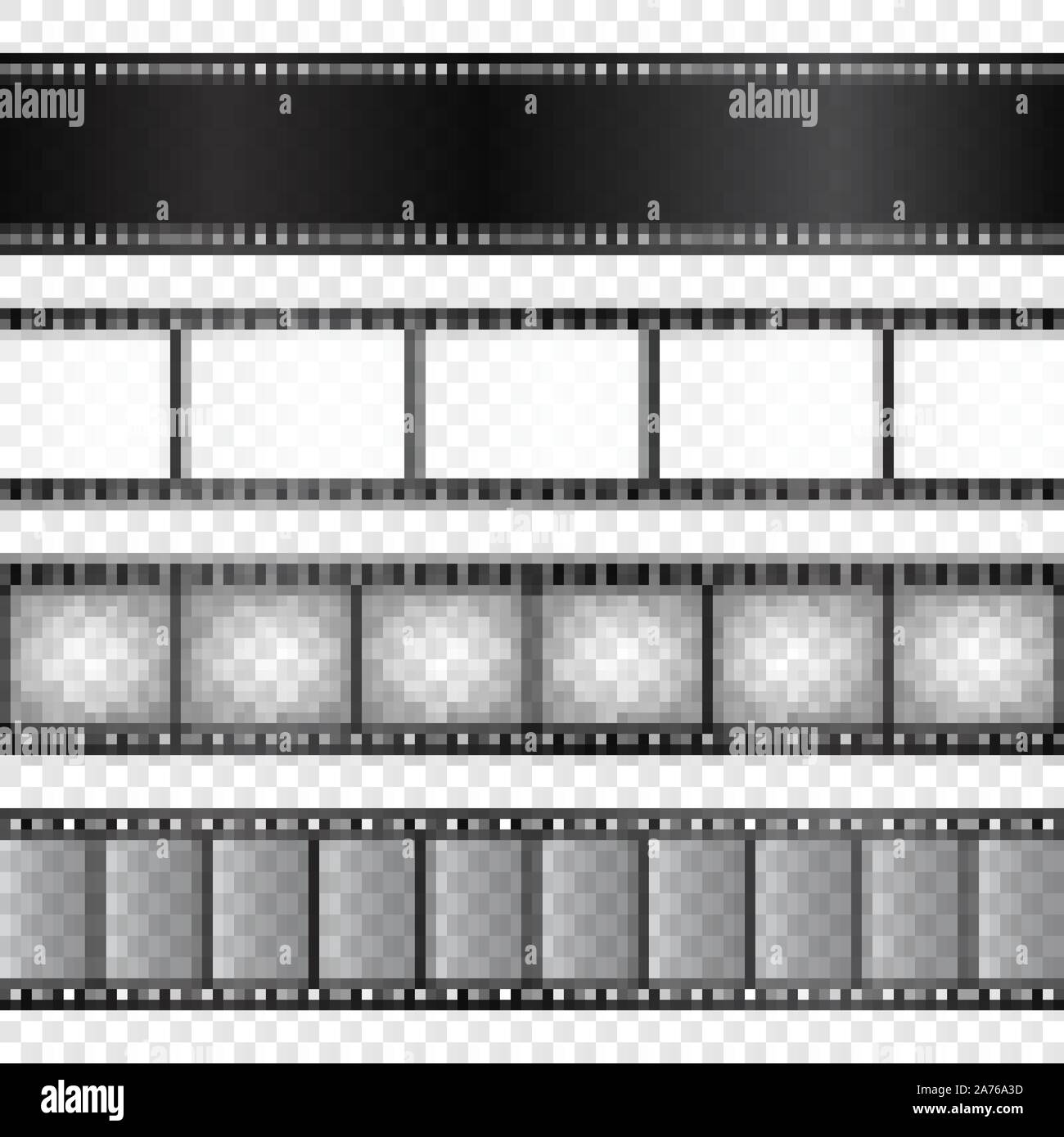 Realistic film strips collection on transparent background. Old retro ...