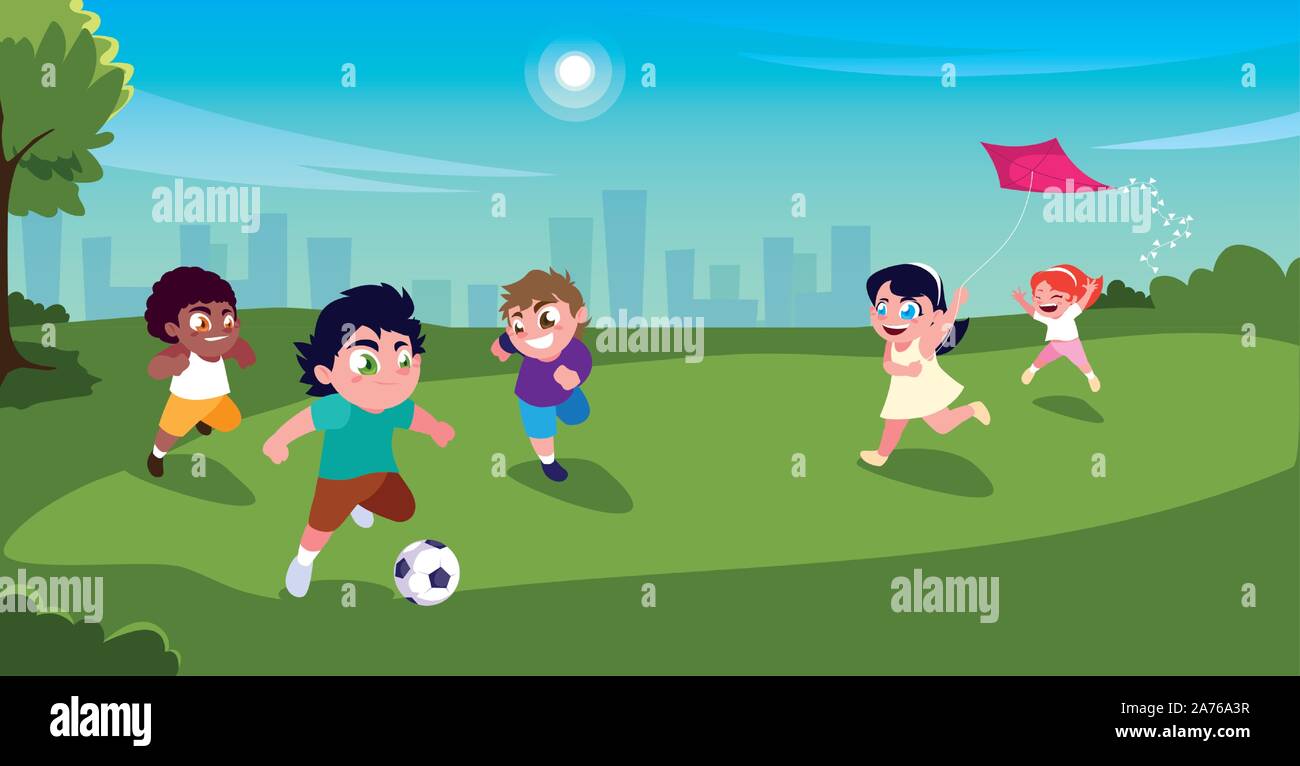 scene of children smiling and playing vector illustration design Stock ...