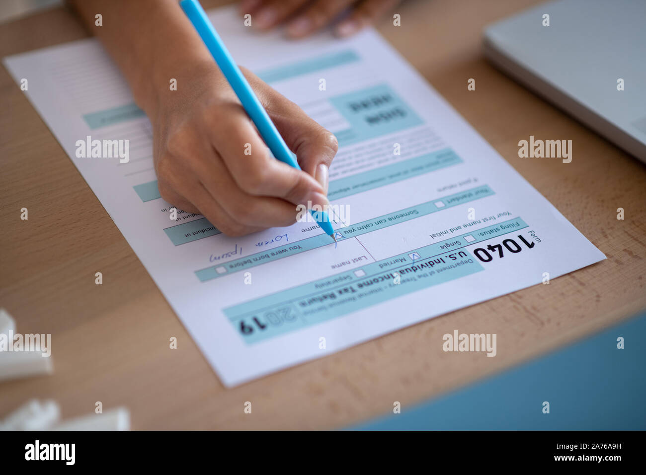 Serious business woman filling hi-res stock photography and images - Alamy