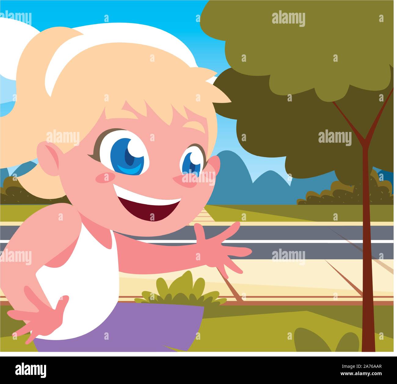 Girl cartoon playing outside design, Kid childhood little people ...