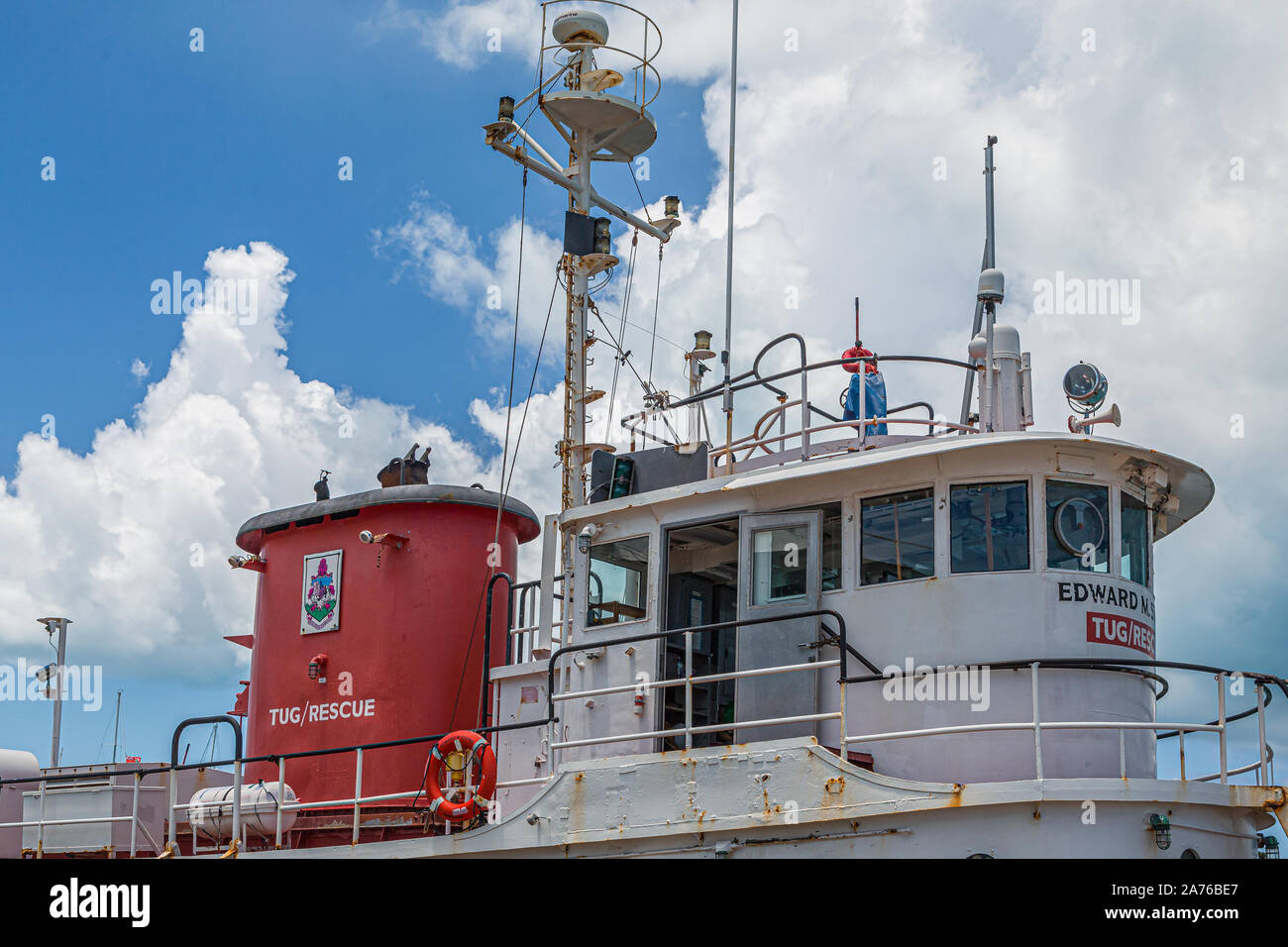 HAMILTON, BERMUDA - July 13, 2017: Hamilton, in Bermuda has a blend of ...