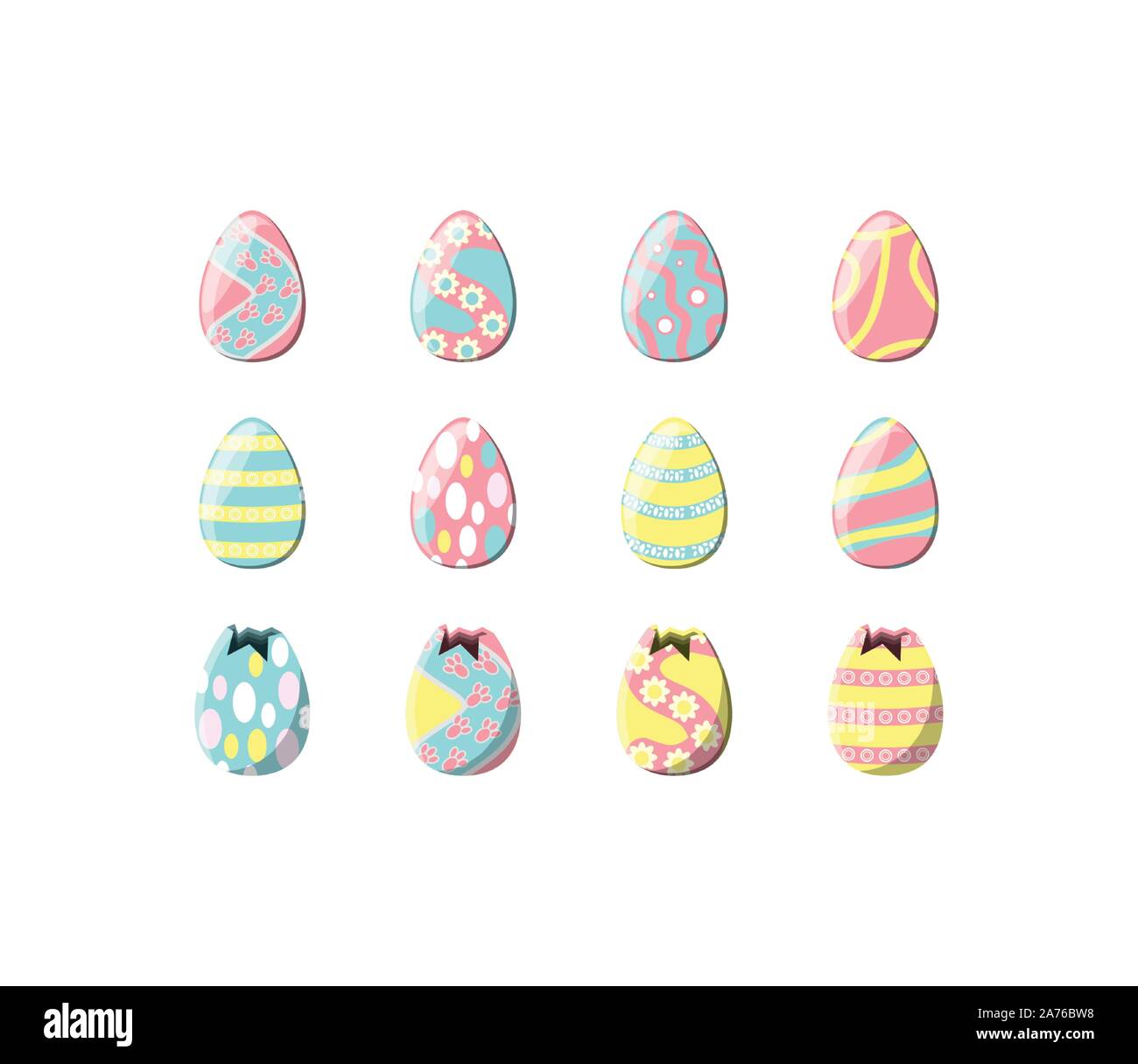 happy easter icon set pack, High Quality variety symbols Vector ...