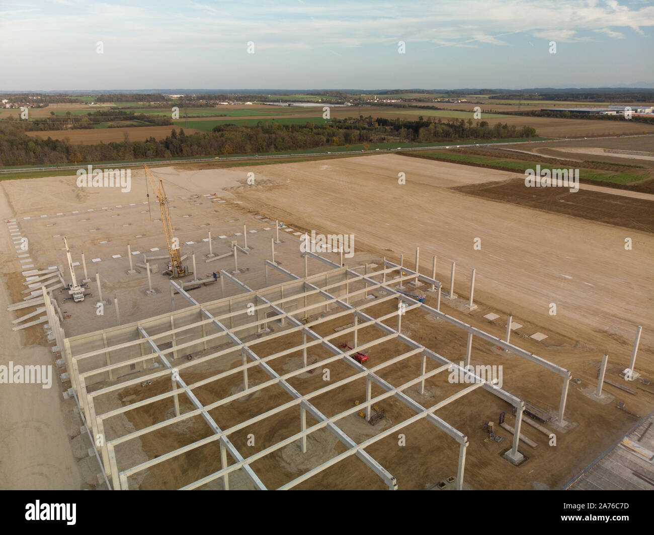 Construction site of a new factory from above Stock Photo - Alamy
