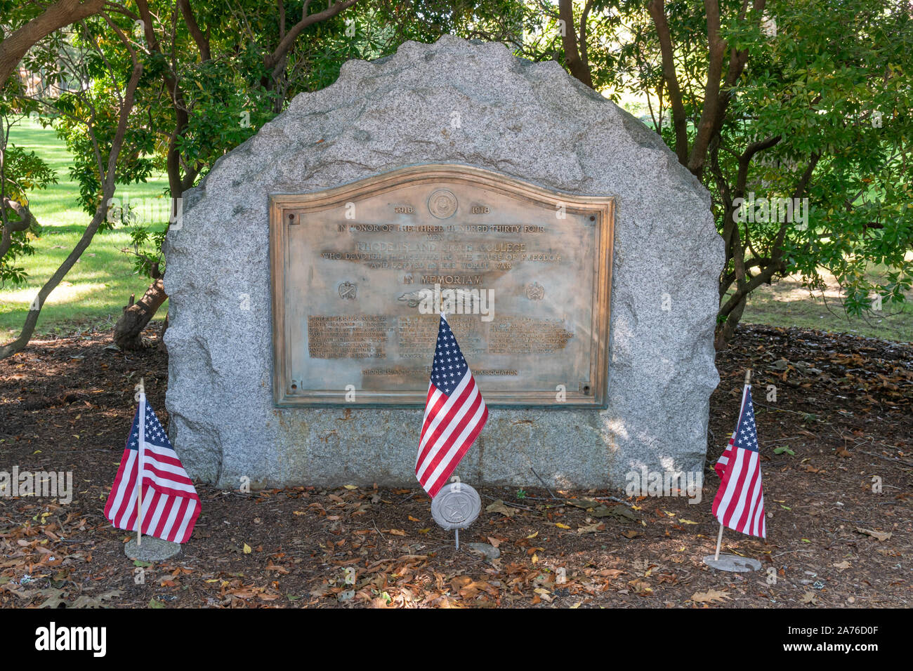 KINGSTON, RI/USA - SEPTEMBER 26, 2019: War Memorial on the campus of ...