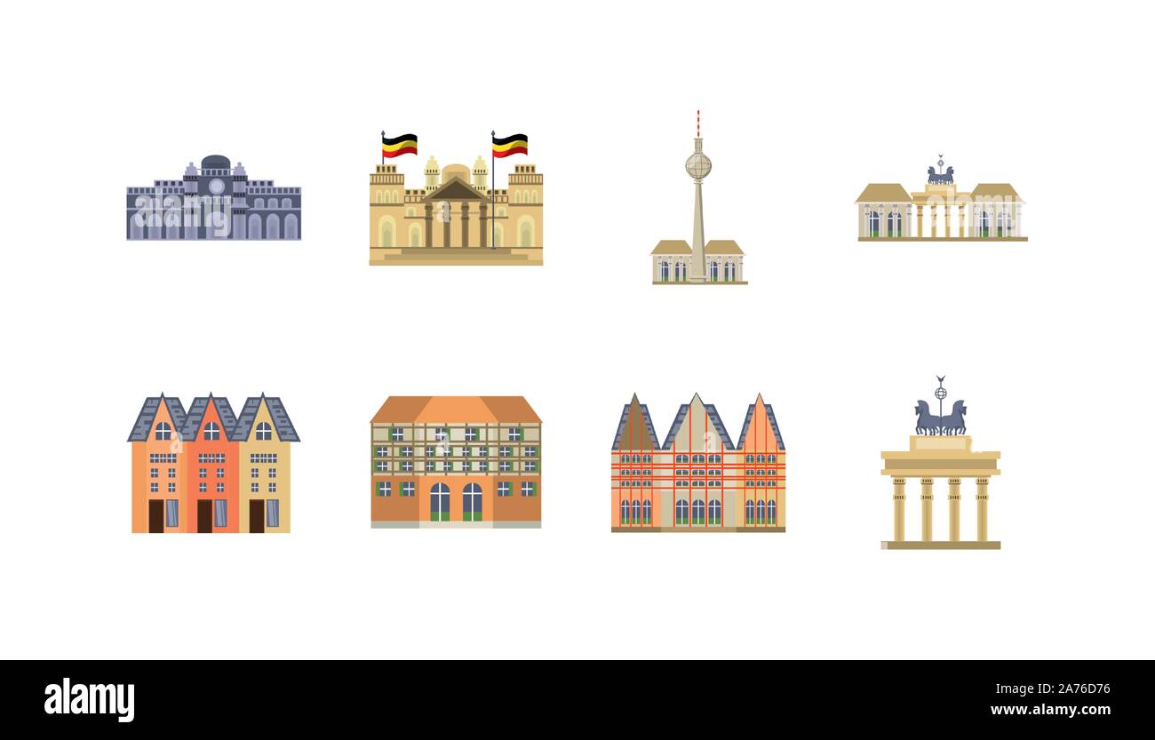 germany landmarks icon set pack, High Quality variety symbols Vector ...