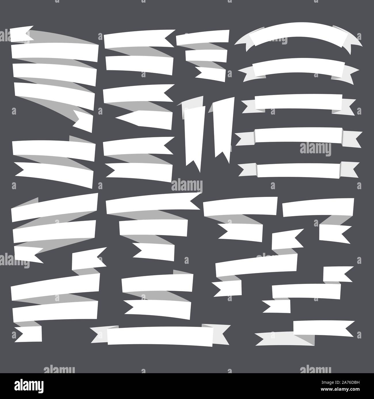 White ribbons set isolated on black background Stock Vector Image & Art ...