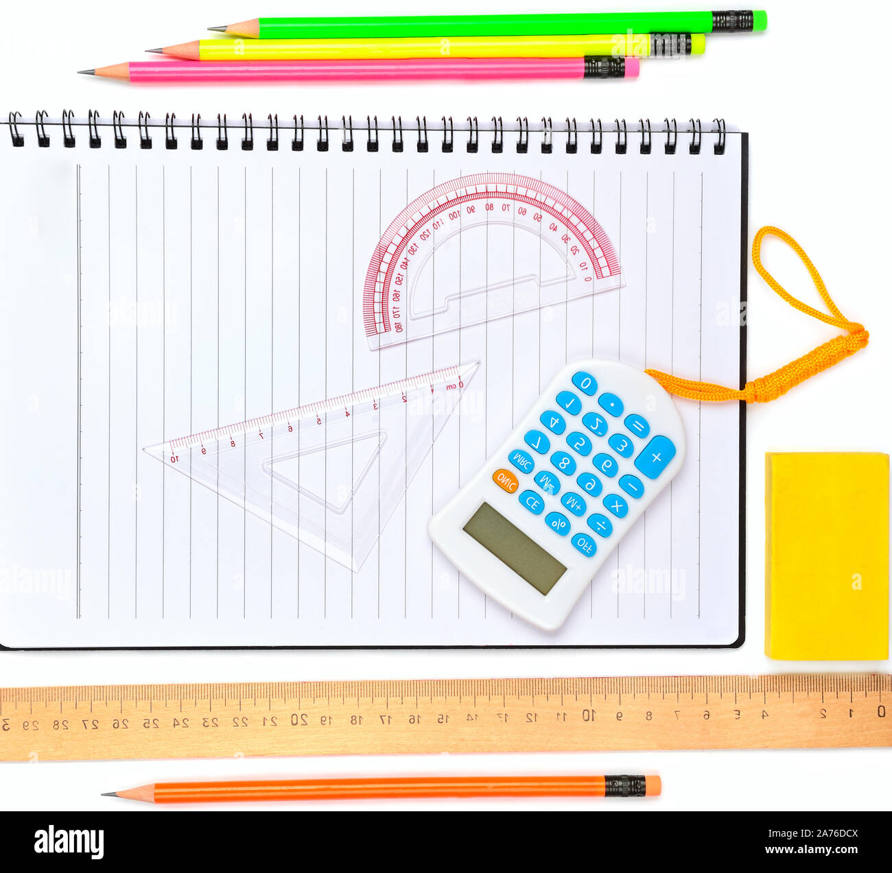 Closeup office school supplies Cut Out Stock Images & Pictures - Alamy