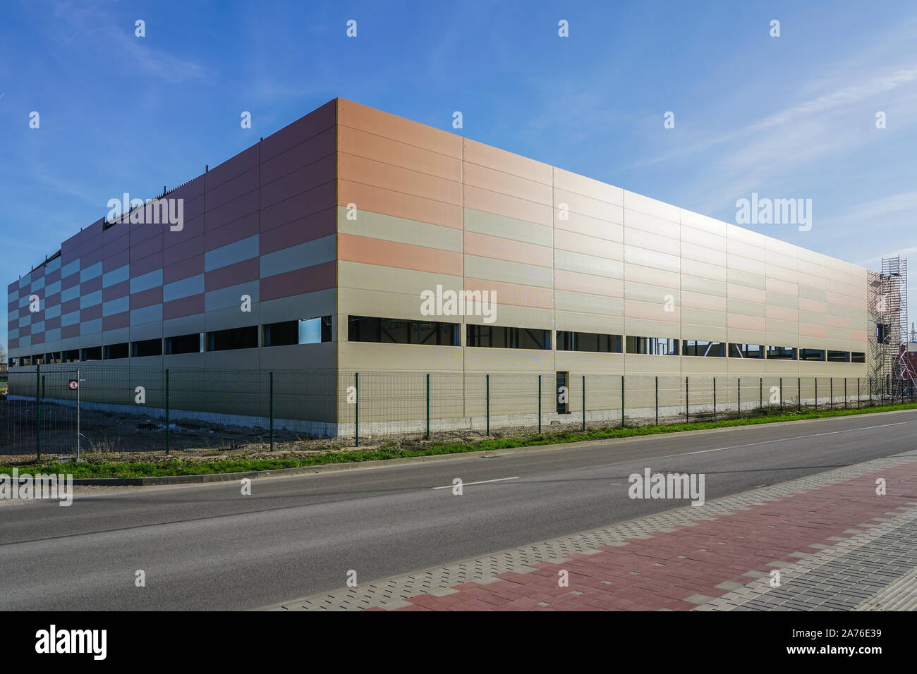 facade of new factory building made of thermo insulated aluminium ...