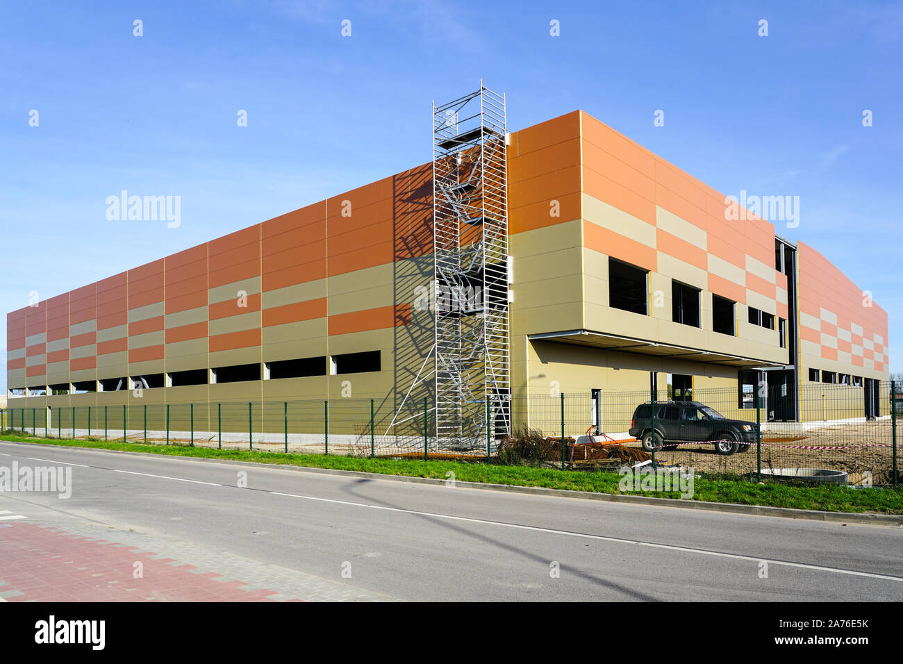facade of new factory building made of thermo insulated aluminium ...