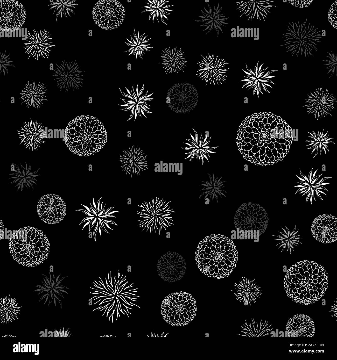 Seamless pattern of outline microbes. Isolated black simple line ...