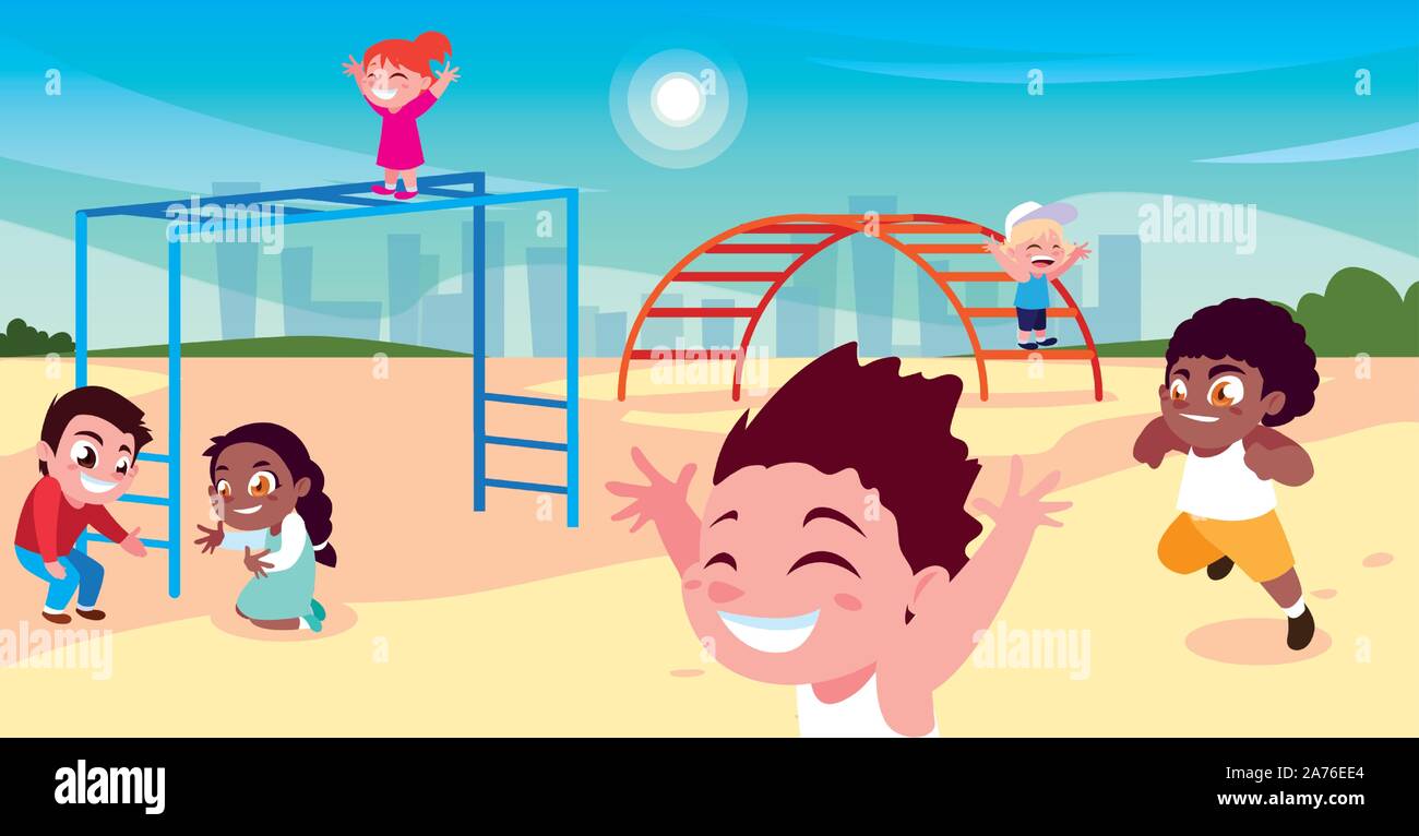 scene of children smiling and playing vector illustration design Stock ...