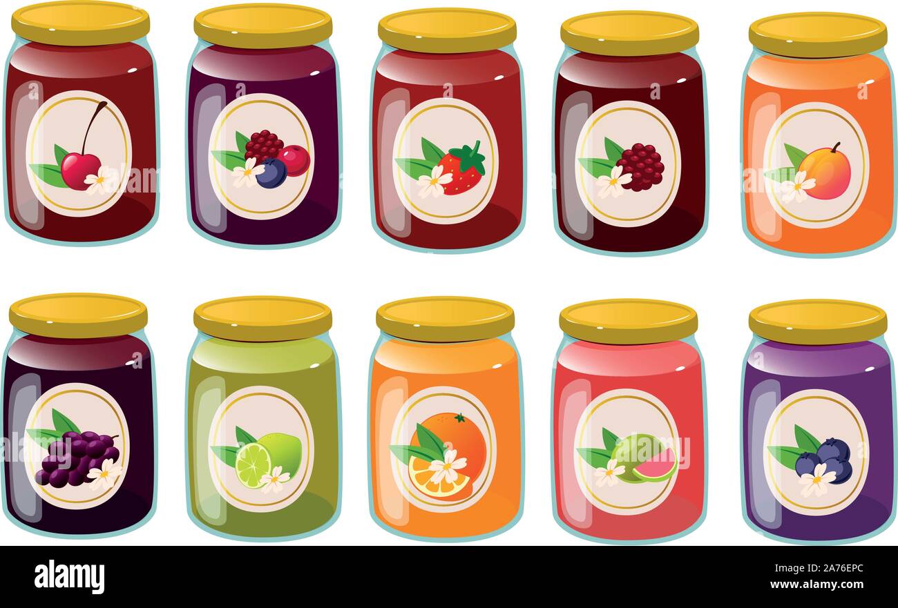 Vector illustration of various kinds of marmalade and jams Stock Vector ...