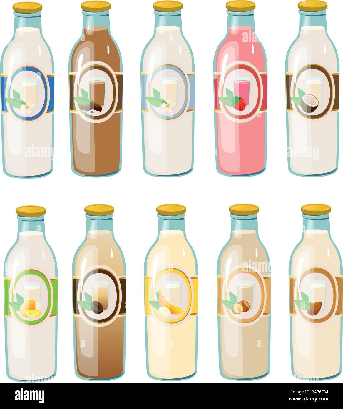 Vector illustration of various flavored milks Stock Vector Image & Art ...