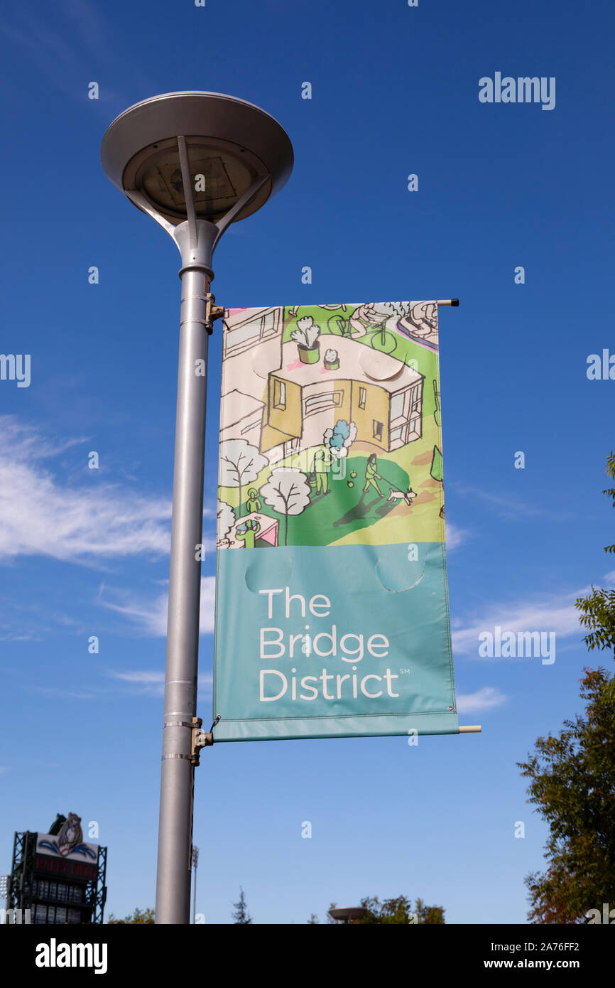 American flag hanging from bridge hi-res stock photography and images ...
