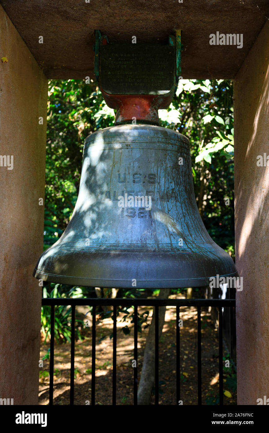 The ships bell from the USS California in the State Capitol park ...