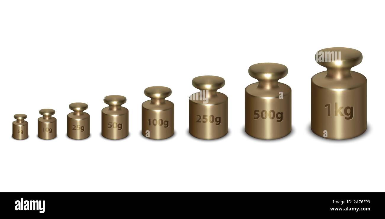 Vector 3d Realistic Metal Calibration Laboratory Weight Different Sizes ...