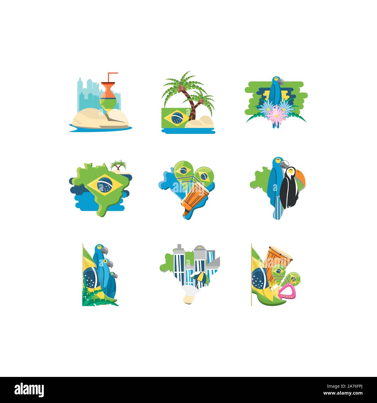 Brazil icon set pack, High Quality variety symbols Vector illustration ...
