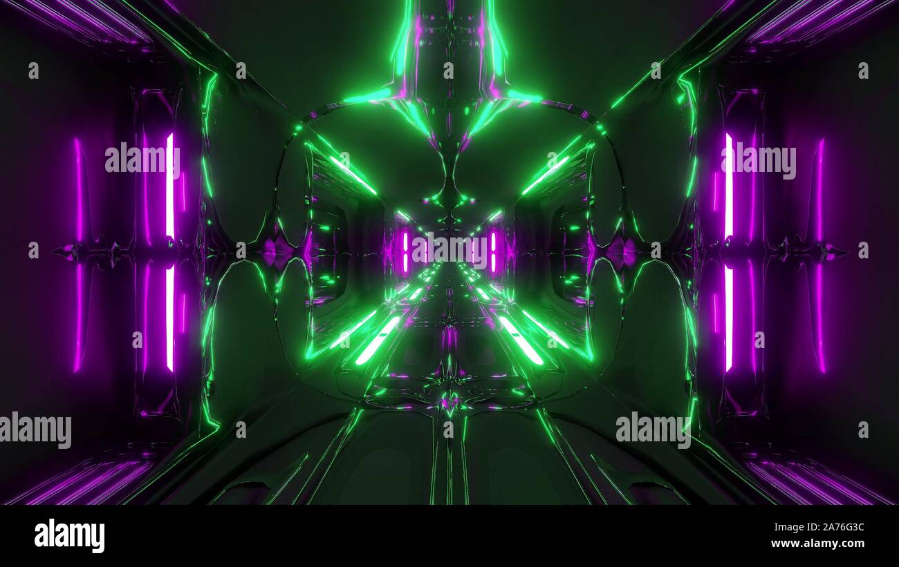 futuristic sci-fi alien space tunnel corridor with glass windows 3d ...