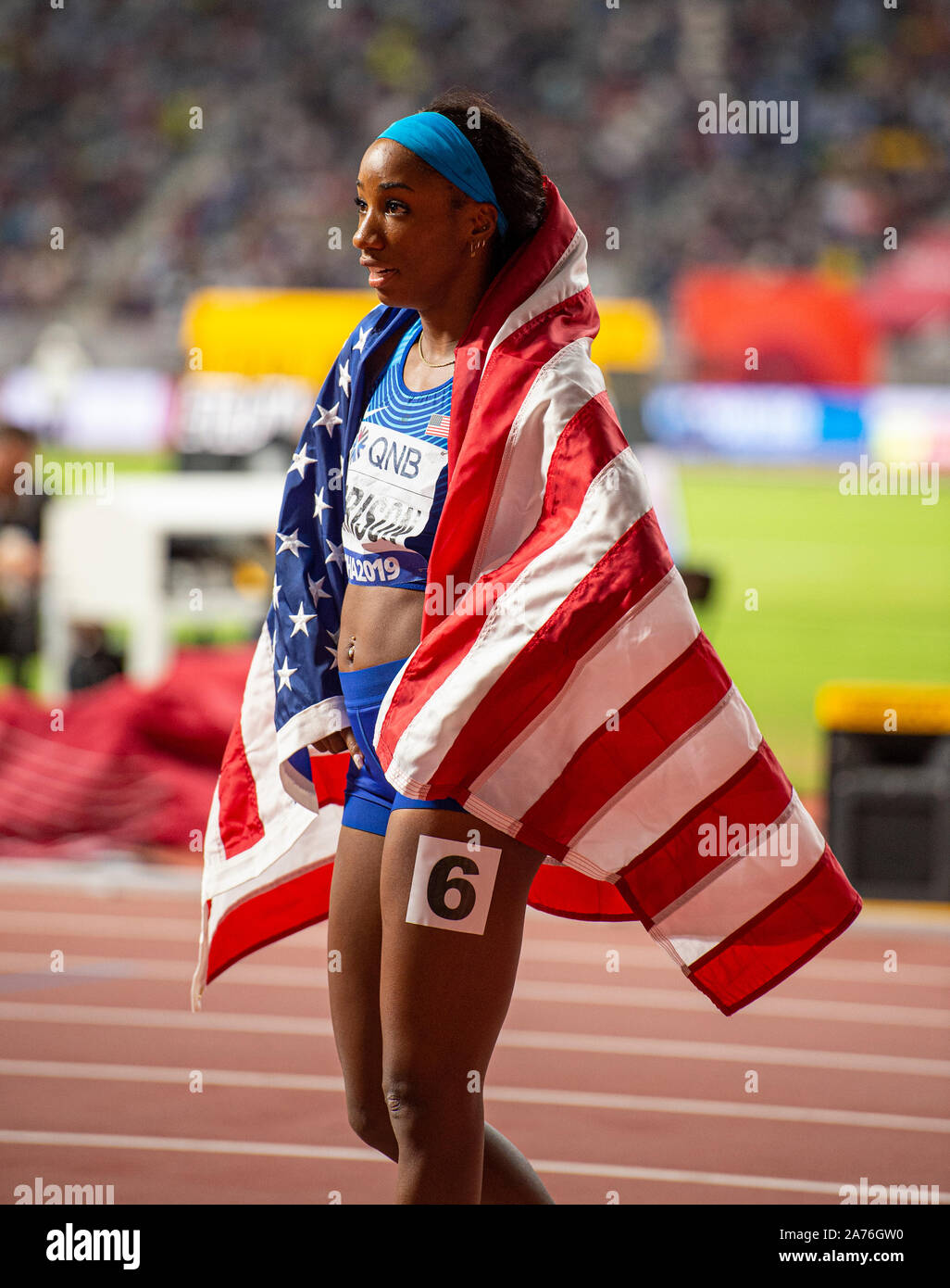 DOHA - QATAR OCT 6: Kendra Harrison of the USA celebrating after ...