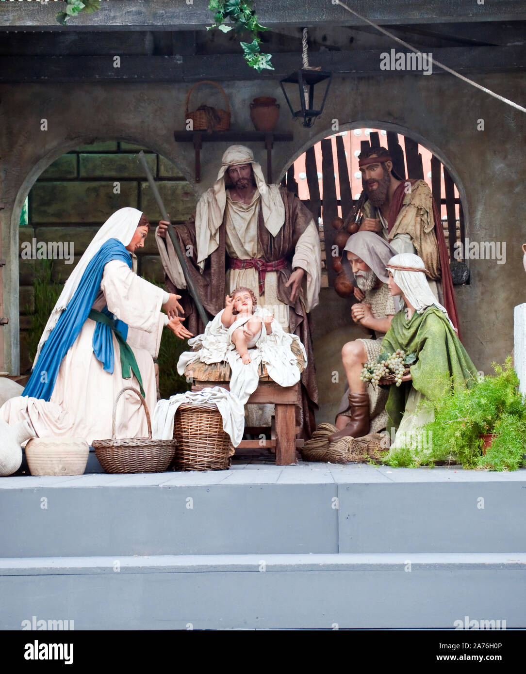 Nativity scene in St. Joseph, the Virgin Mary and the Child God Stock ...