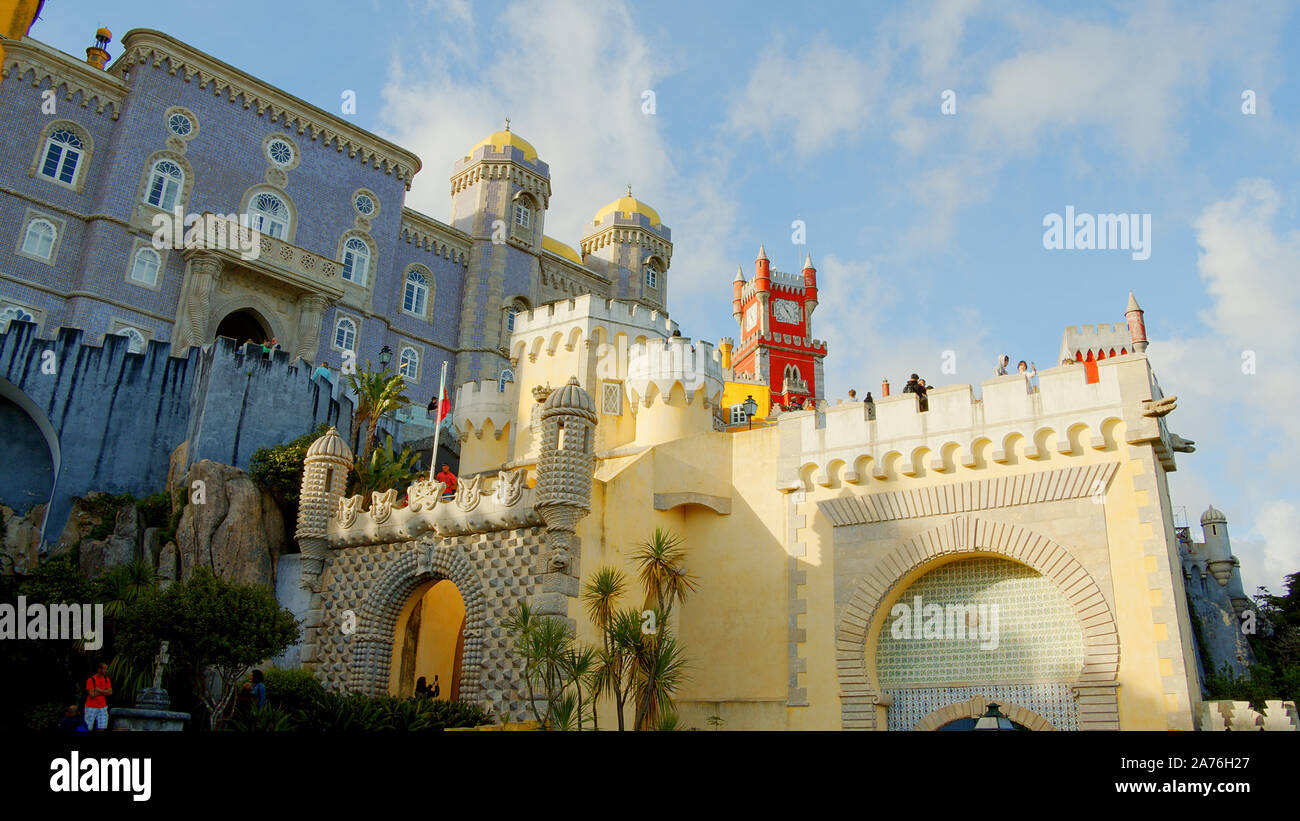 Colorful buildings of National Palace of Pena at Sintra Stock Photo - Alamy