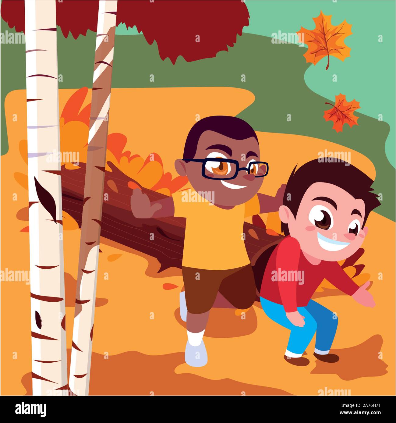 Boys cartoons playing outside design, Kid childhood little people ...