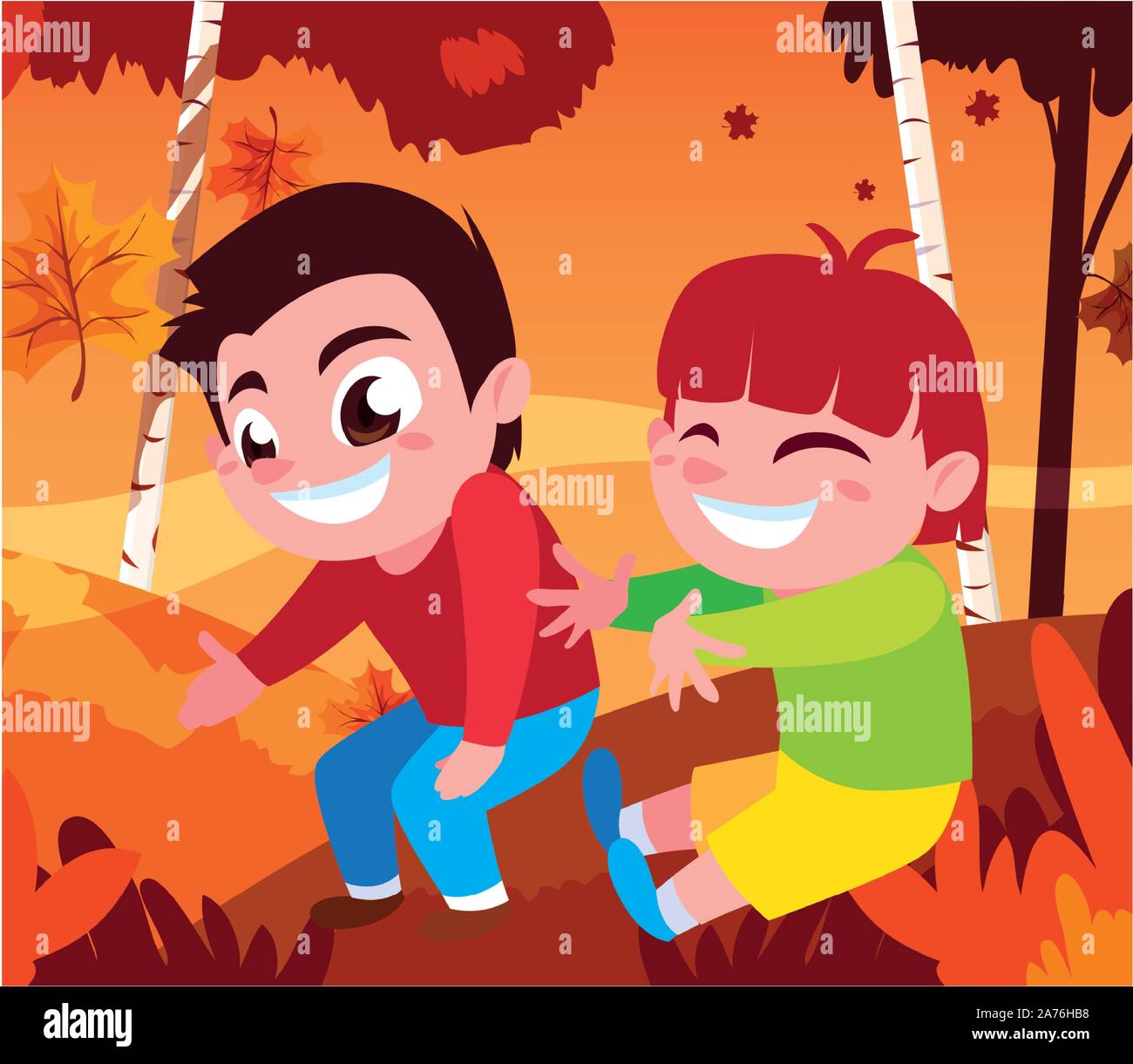 Boys cartoons playing outside design, Kid childhood little people ...