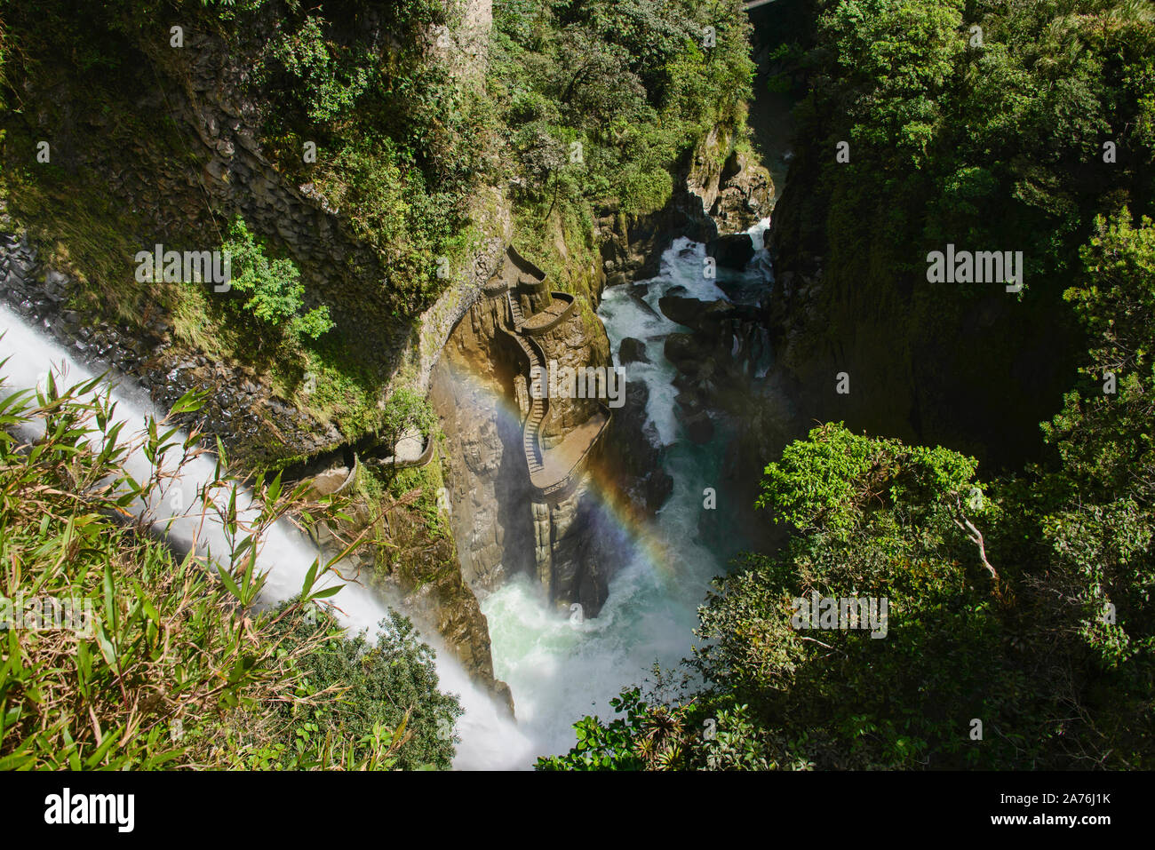 the beautiful Paílón Del Diablo waterfall, Baños de Agua Santa, Ecuado ...
