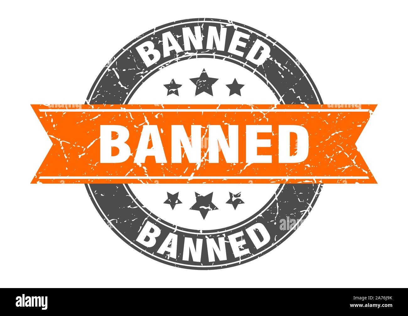 banned round stamp with orange ribbon. banned Stock Vector Image & Art ...