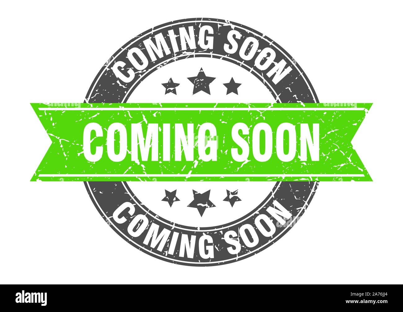 coming soon round stamp with green ribbon. coming soon Stock Vector ...