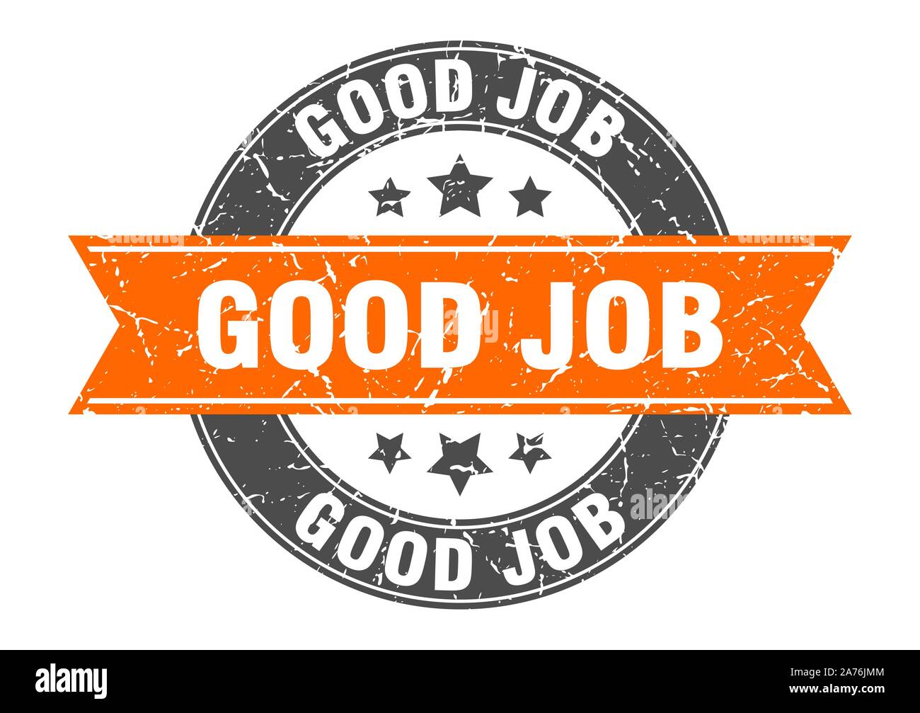 good job round stamp with orange ribbon. good job Stock Vector Image ...