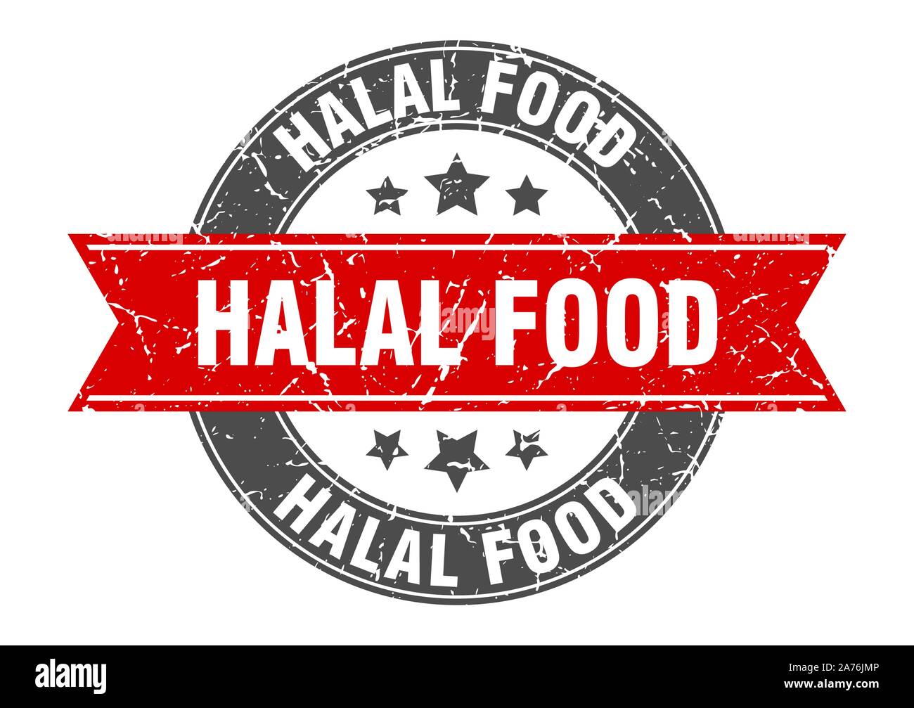 halal food round stamp with red ribbon. halal food Stock Vector Image ...