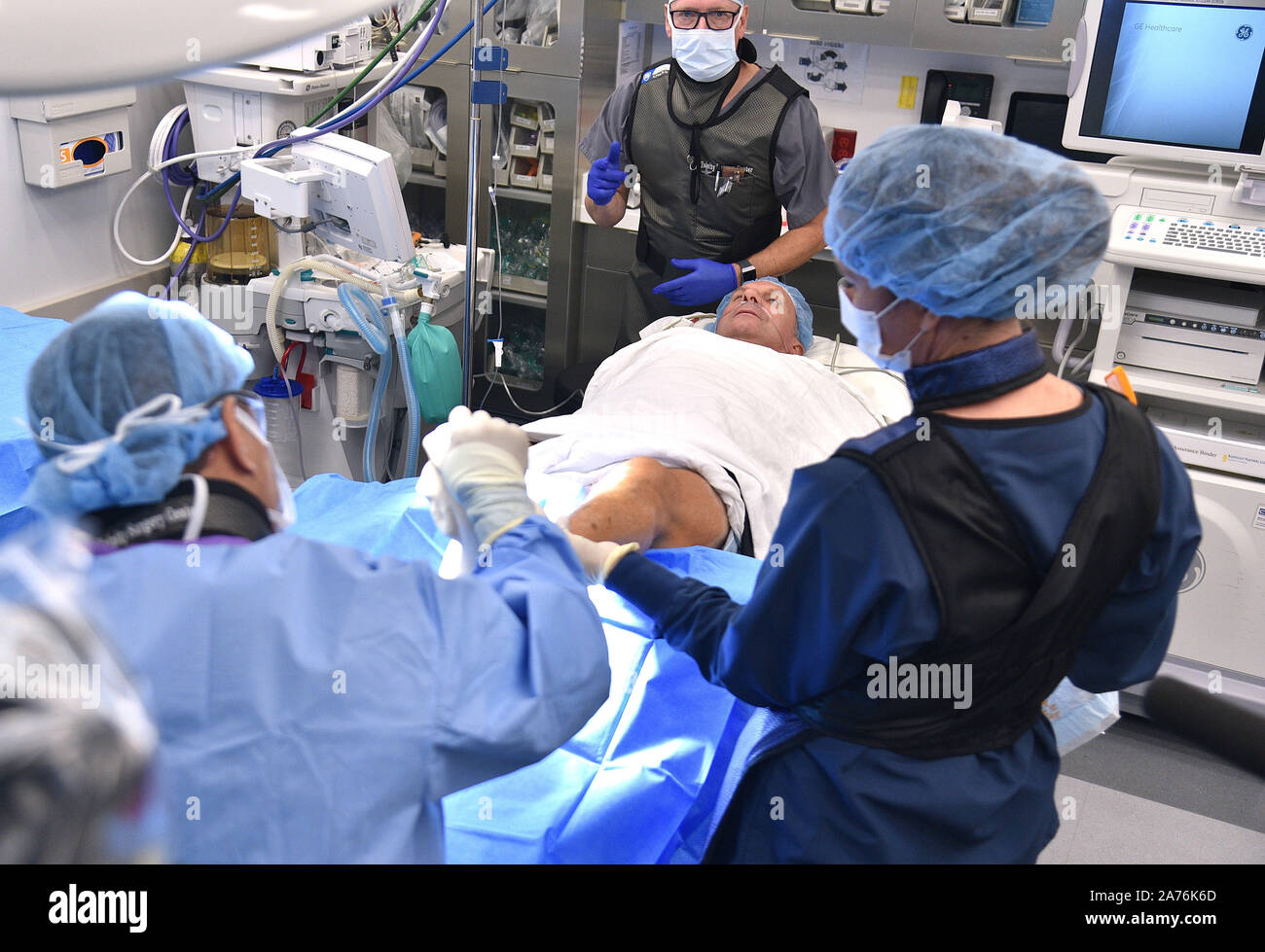 Hall of Fame quarterback Joe Montana is seen in the operating room at ...